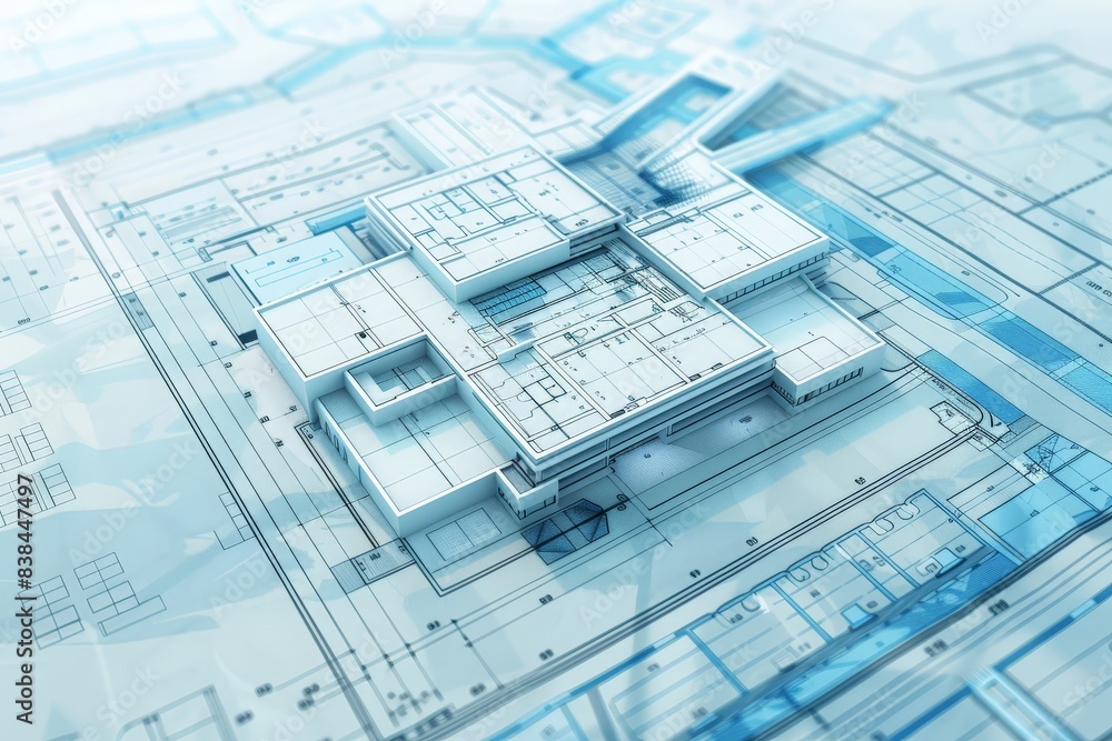 Blueprint of a cutting-edge hospital, illustrating floor plans for ...
