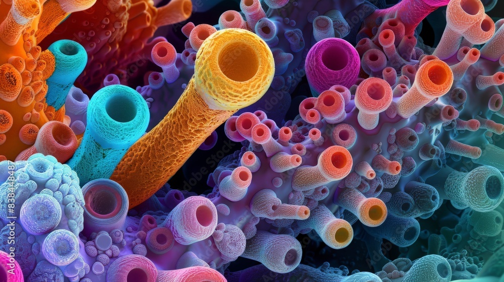 High-resolution image of fungal spores, with intricate patterns and ...