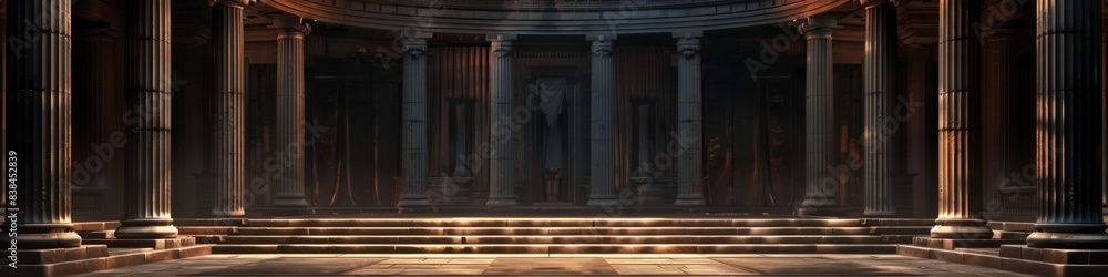 Ancient Roman Temple Entrance with Stone Columns and Steps Stock ...