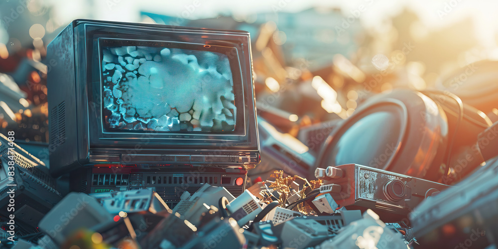The Vaporwave Visionary: A vintage CRT monitor, its screen filled with ...