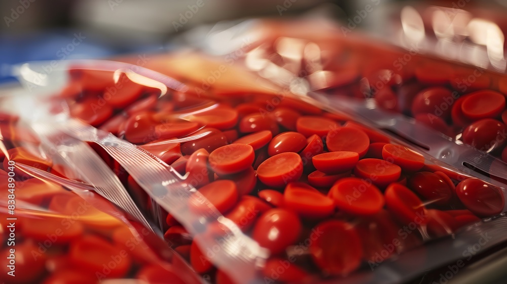 Red blood cells in a transfusion bag for patients with rare blood types ...