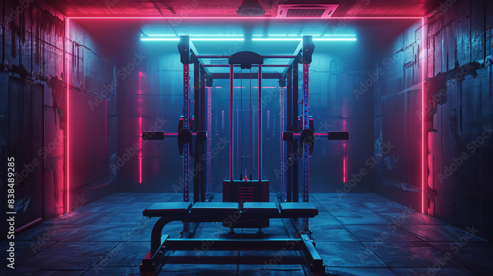 Innovative Exercise Equipment, futuristic design, in a sleek gym studio ...