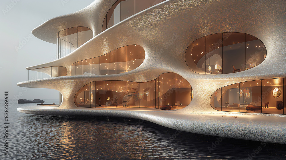 The futuristic design of the archaeological museum features fluid forms ...