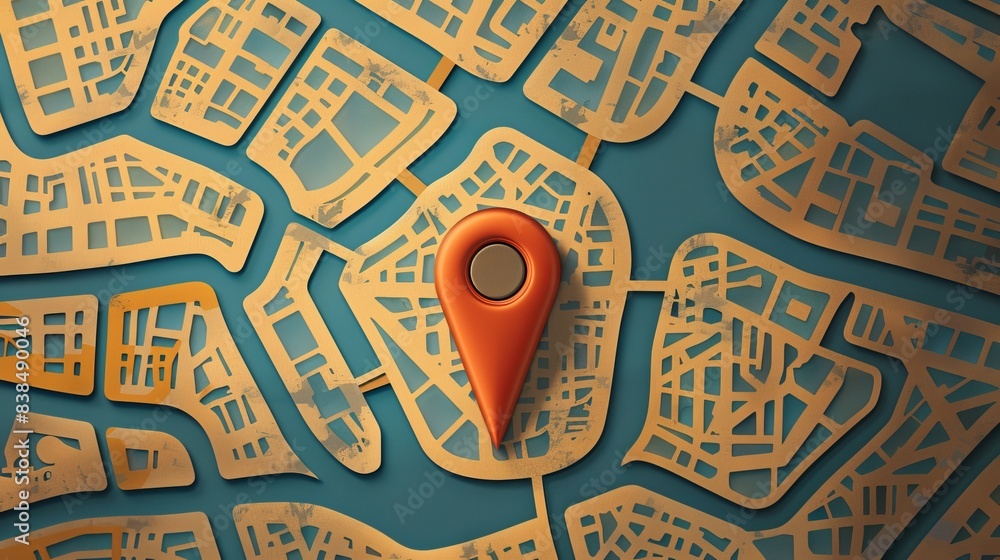 A stock illustration depicting a vector map with a pin pointer. This ...