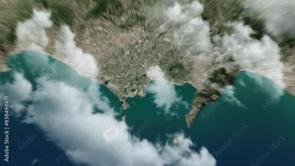 Zooming on Naples, Italy. Earth zoom in from outer space to city. The ...