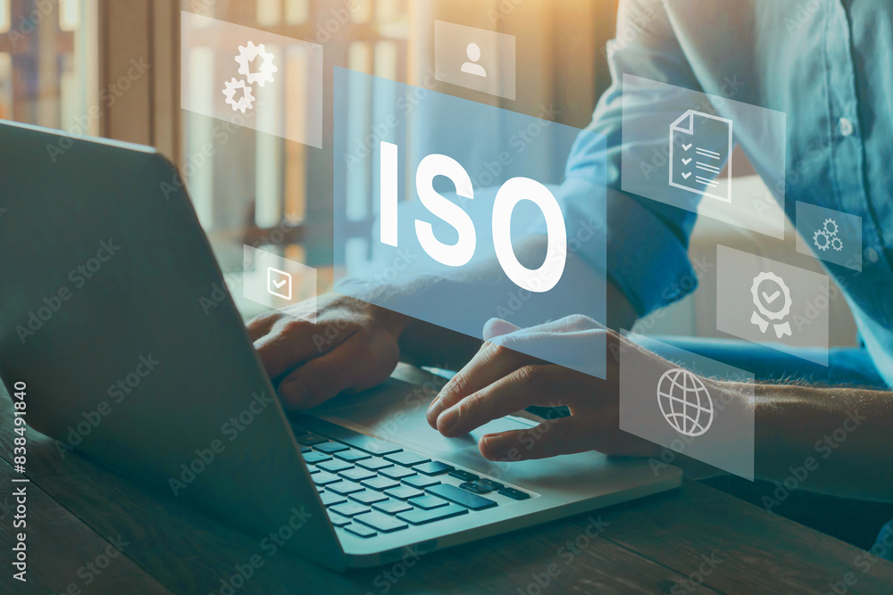 Poster ISO standard for quality control management, ISO concept ...