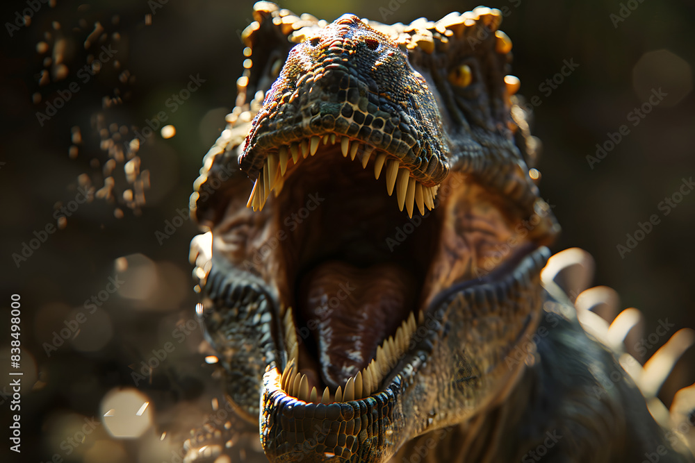 "Primal Power: Detailed Close-Up of a Dinosaur with Its Mouth Wide Open ...