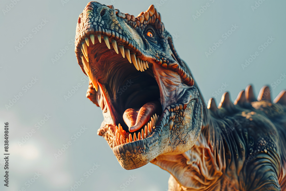 "Primal Power: Detailed Close-Up of a Dinosaur with Its Mouth Wide Open ...