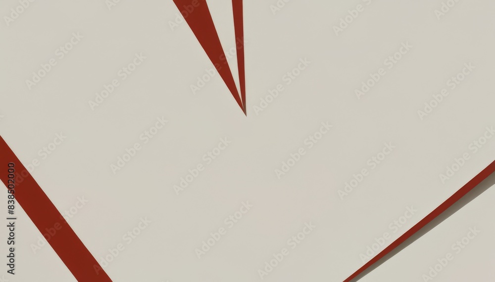 Abstract image featuring sharp red lines on a soft cream background ...