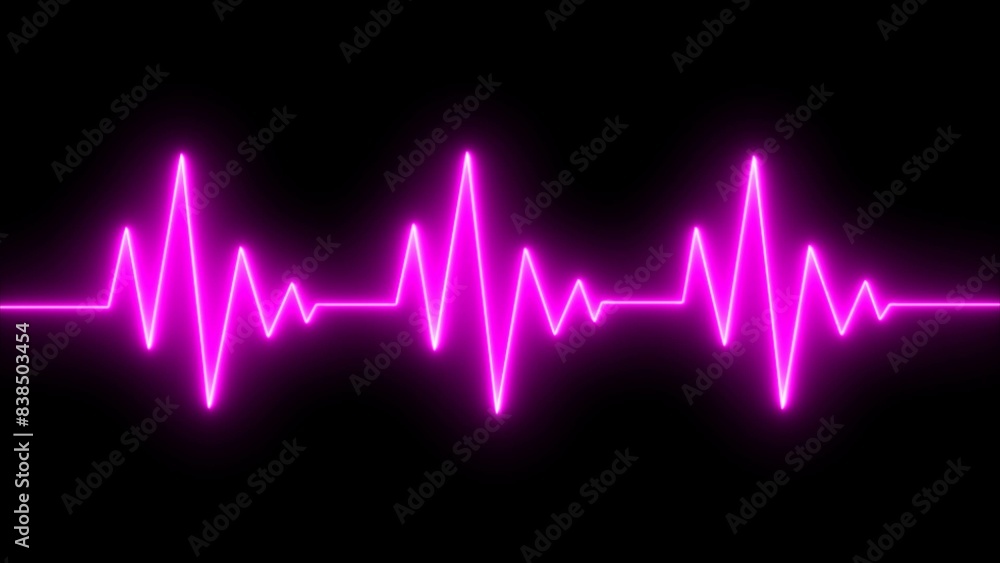 Neon heartbeat on black isolated background. Background heartbeat line ...