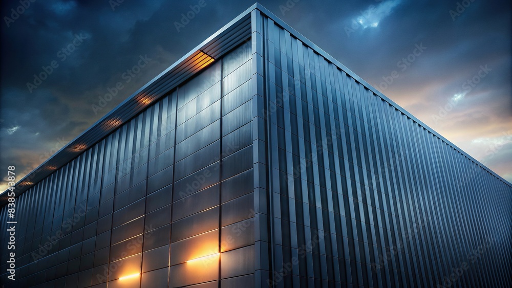 Closeup texture of metal cladding on a modern building facade, metal ...