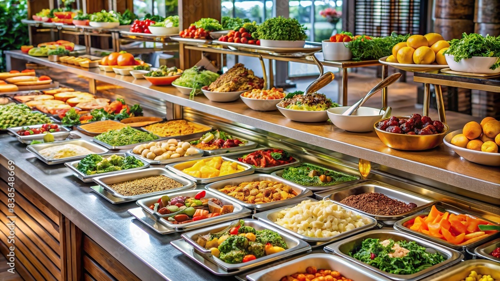 Buffet concept with a variety of food options, buffet, food station ...