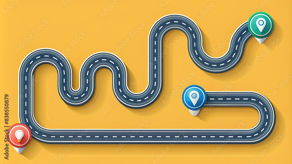 Winding road infographic displaying milestones for project management ...