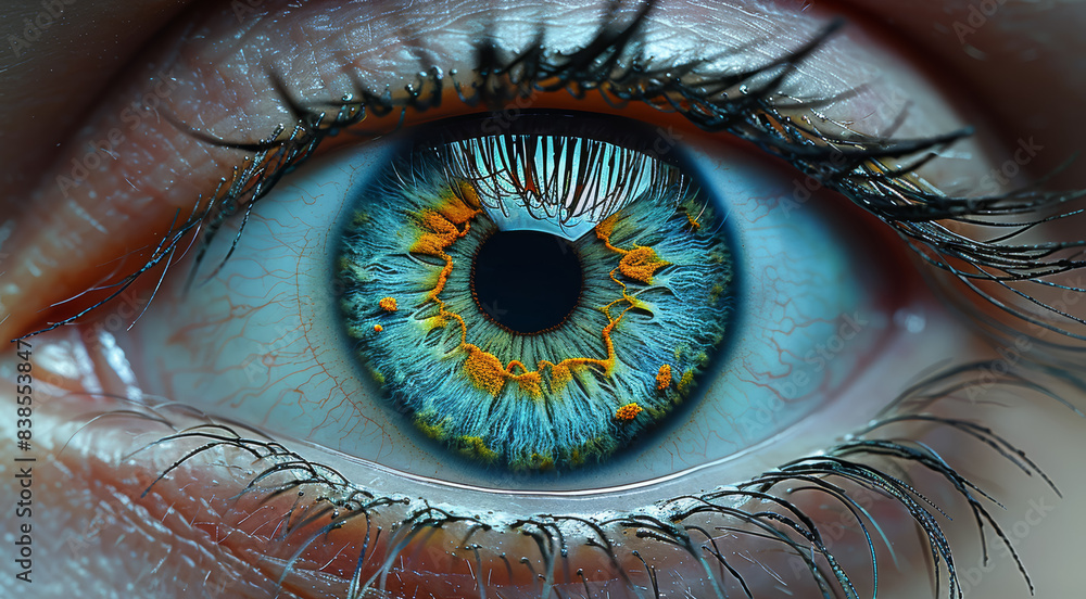 The fine lines of a human iris, highlighting eye color. Concept of ...