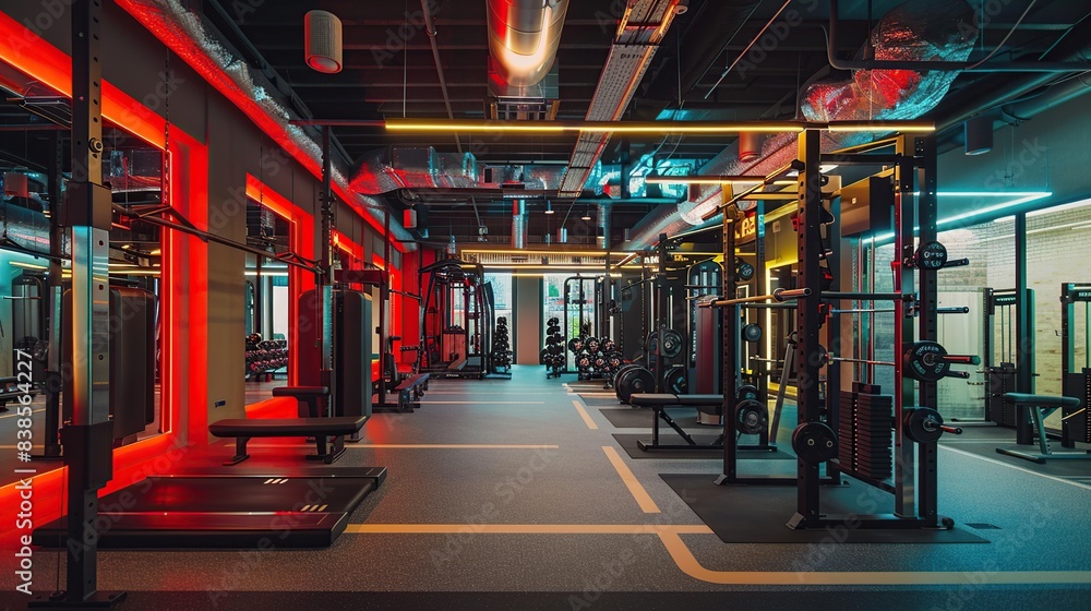 Modern gym interior with sport and fitness equipment, fitness center ...