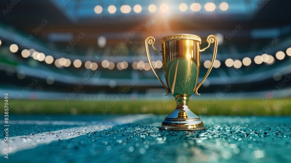 World championship winner cup trophy at sports stadium. Stock Photo ...