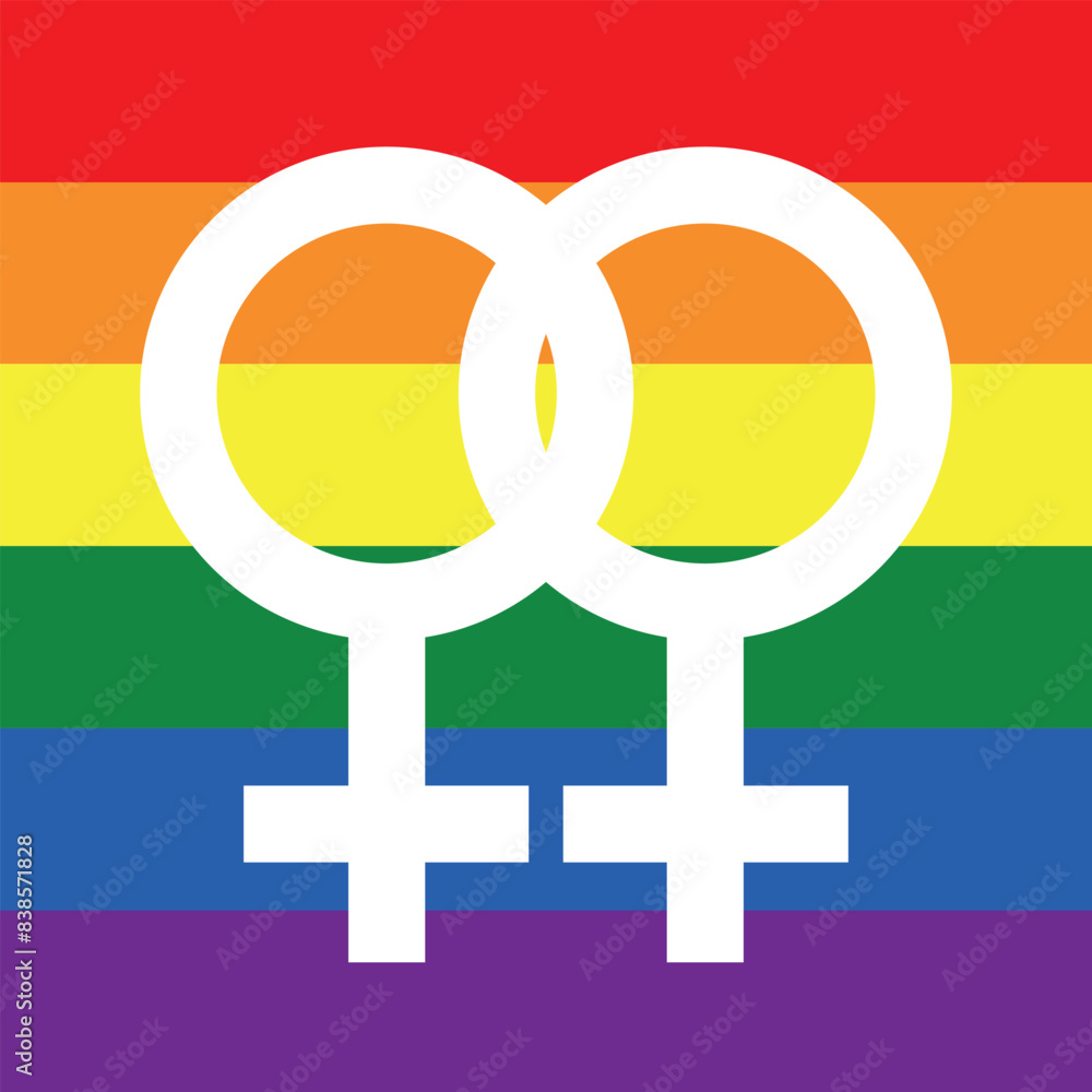 Vector gender female symbols on the background in the colors of the ...