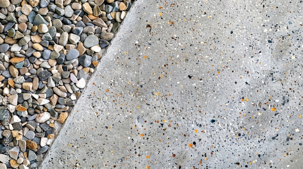 A patch of exposed aggregate reveals tiny pebbles and grains embedded ...