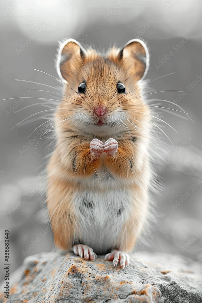 Cute baby wood mouse of the United Kingdom, sitting for portrait ...