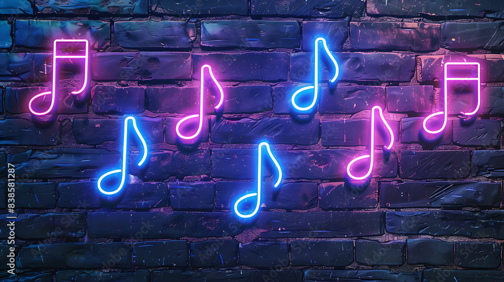 a captivating arrangement of neon lights shaped like musical notes ...