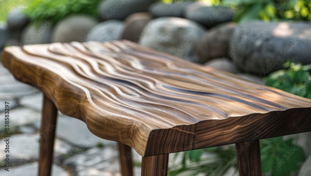 Highlight the woodworker's dedication to sustainability, using ...