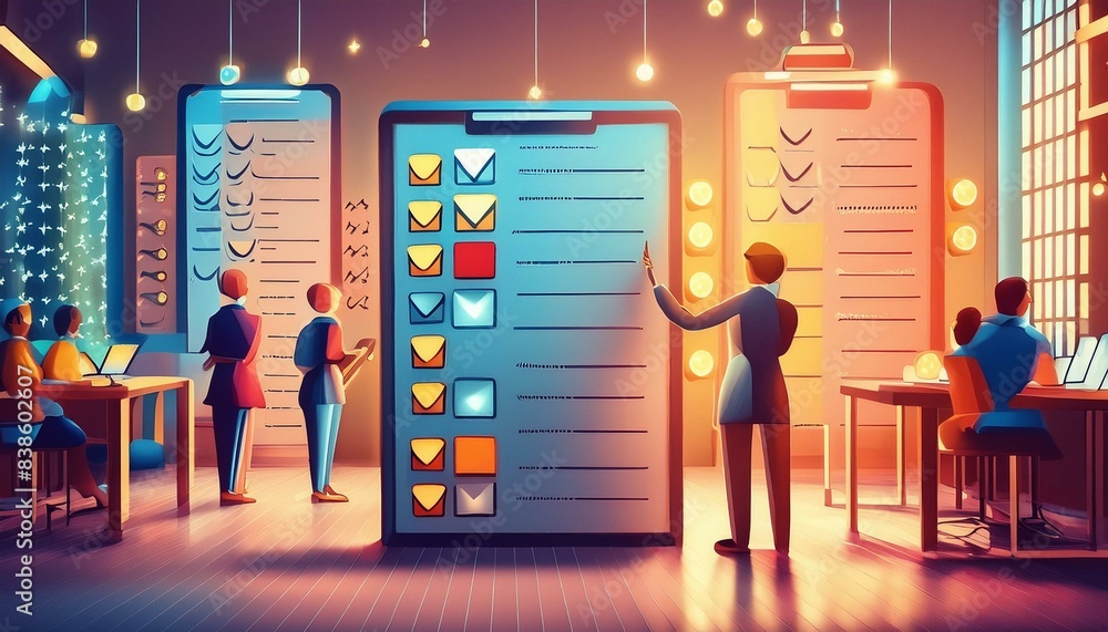 An evaluation checklist with a range of feedback points, from negative ...