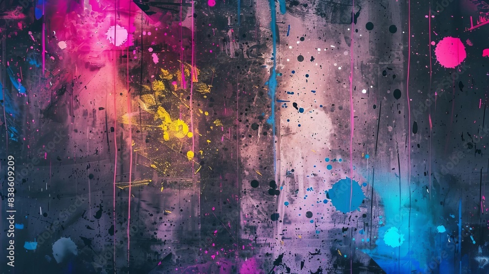 grungy retro noise texture abstract urban background with bright neon ...