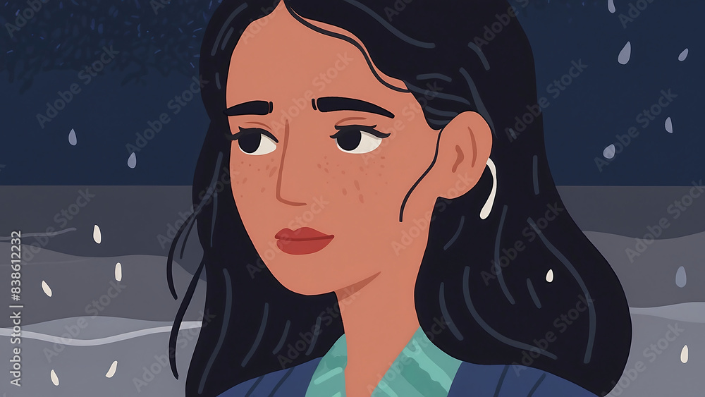 Cartoon Mental health:sad girl, anxiety, depression, therapy, wellness ...