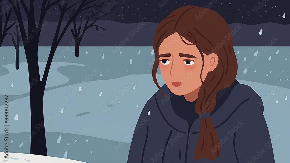 Cartoon Mental health:sad girl, anxiety, depression, therapy, wellness ...