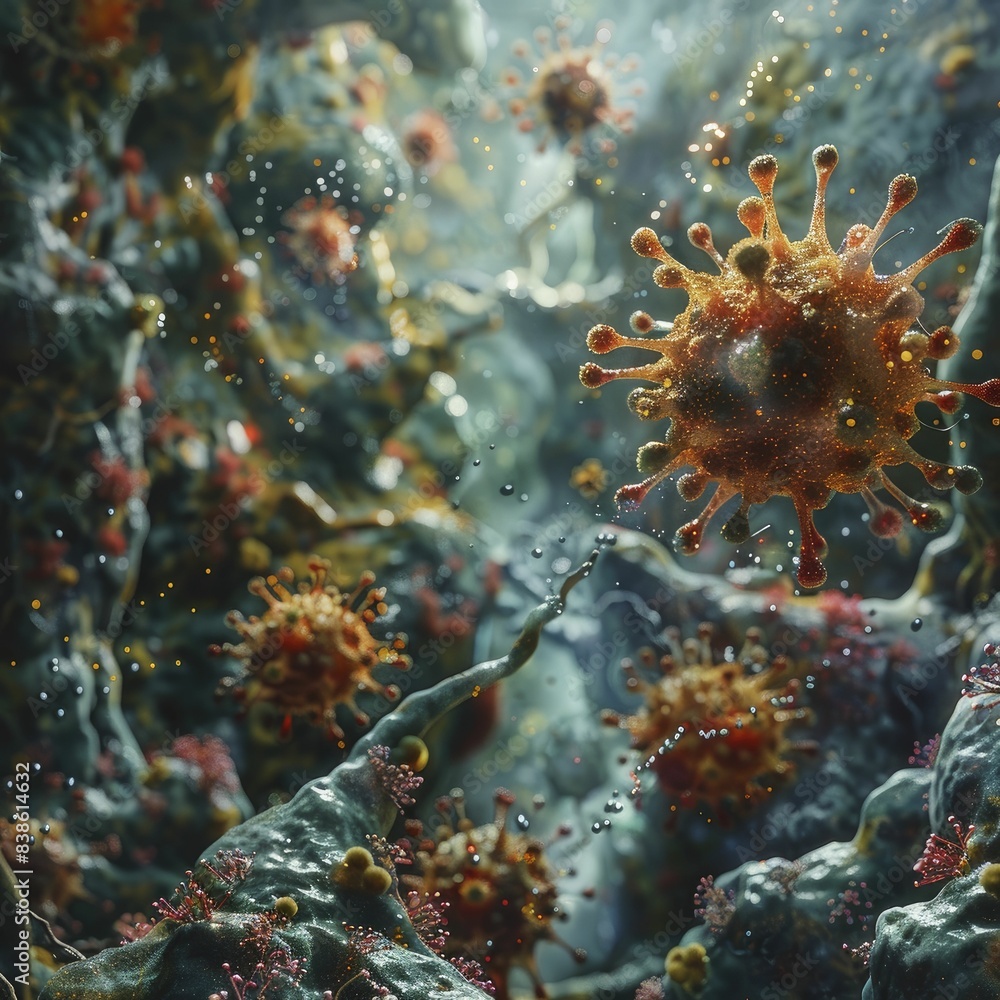 Viral skirmishes unfold in a hidden world, macro view of a microscopic ...