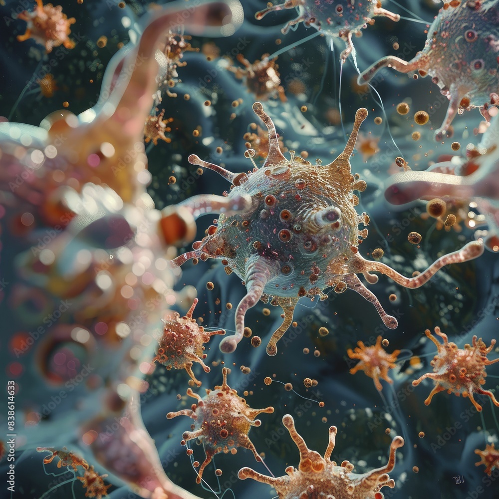 Viral forces storming the cellular citadel, macro view of a microscopic ...