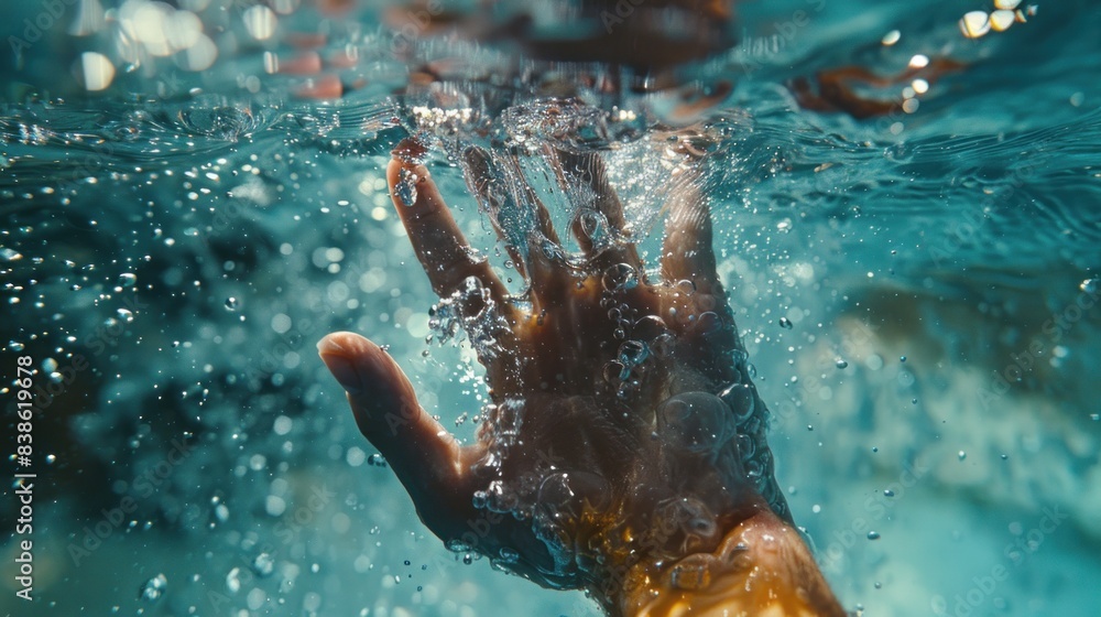 Despair drowning hand underwater danger help accident on urgency sos ...