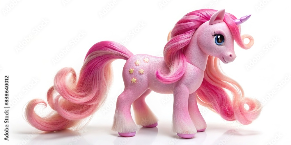 pink pony with lush tail and mane, perfect for magical fairy-tale ...