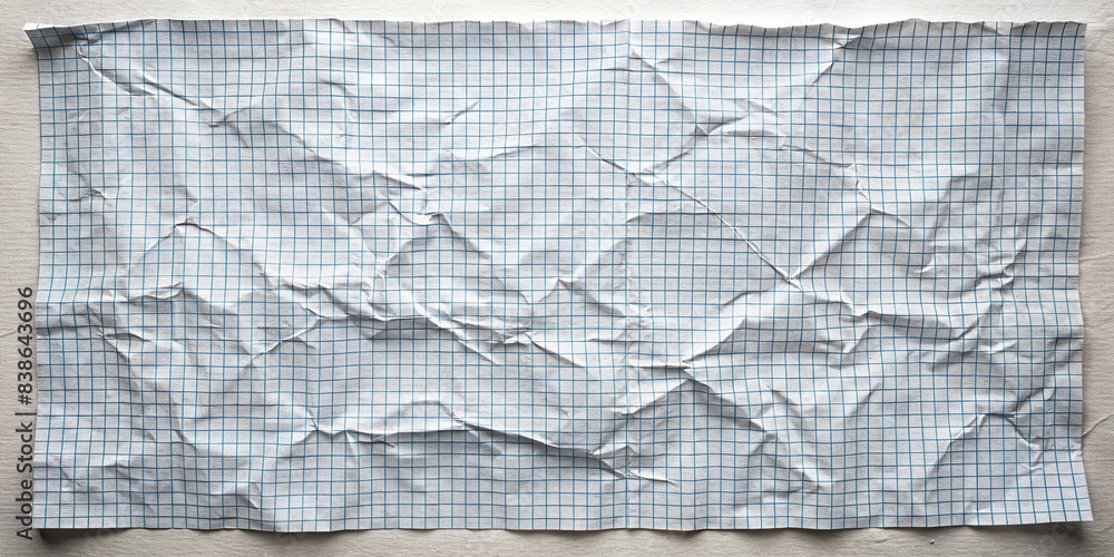 Crumpled sheet of graph paper with millimeter grid pattern, perfect for ...