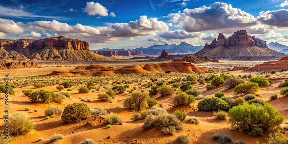 Scenic desert landscape with rugged terrain and dry vegetation , Exodus ...