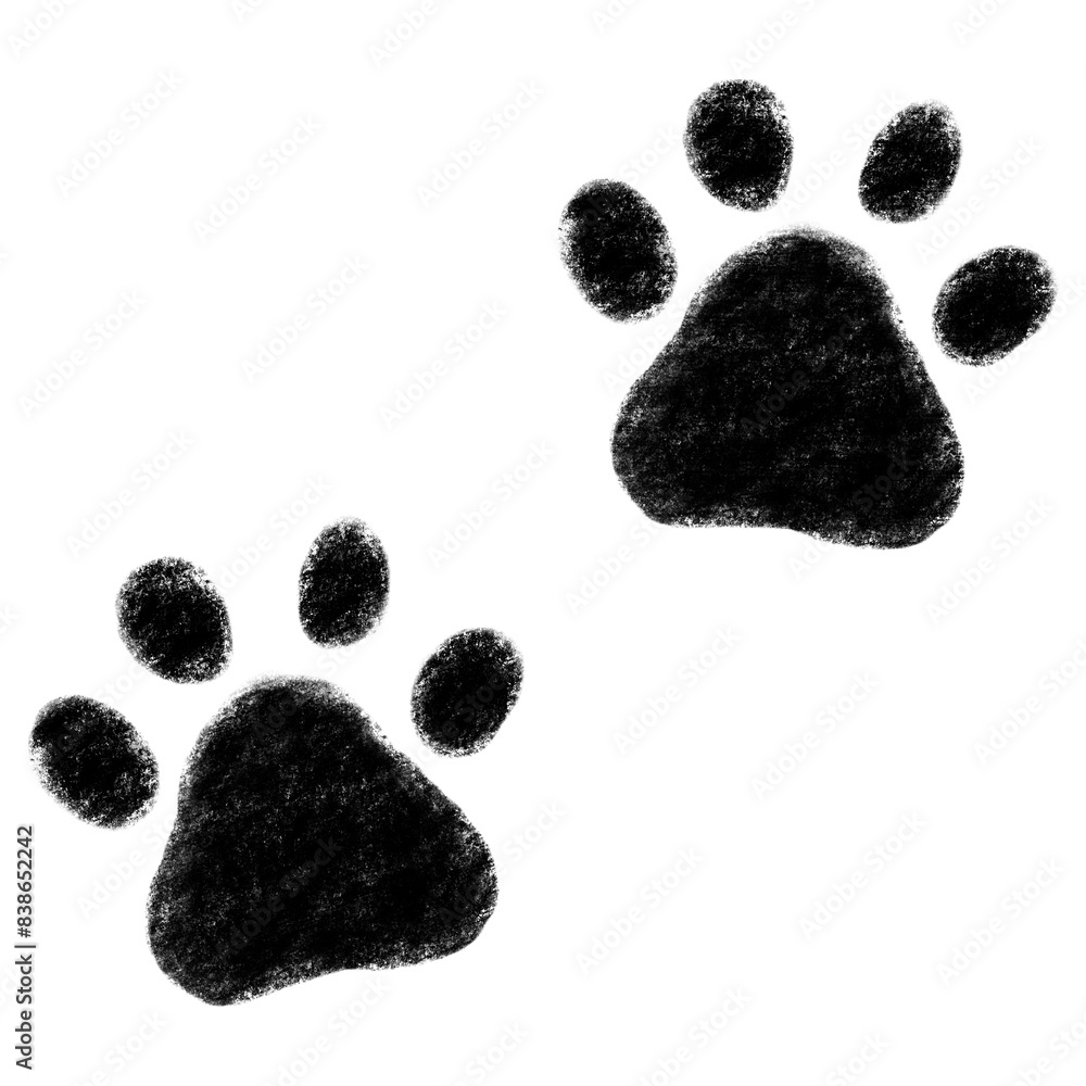 isolated dog paw illustration on a transparent background, PNG, line ...