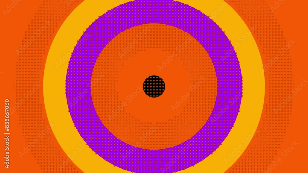 Cartoon colorful comic circle transition animation with halftone on ...