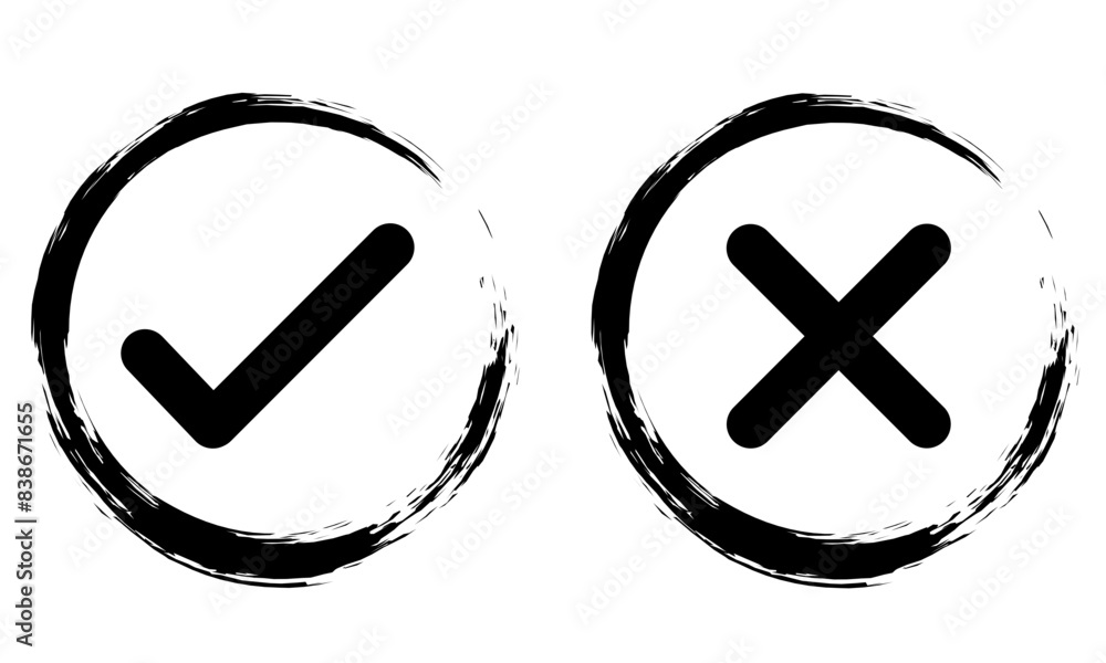 True and false mark icon in aesthetic circles Stock Vector | Adobe Stock