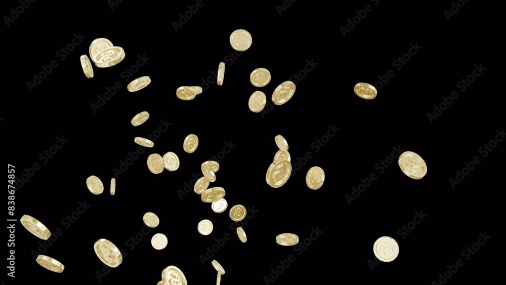 Jackpot or win concept. Dollar coins flow. Fountain of coins on ...