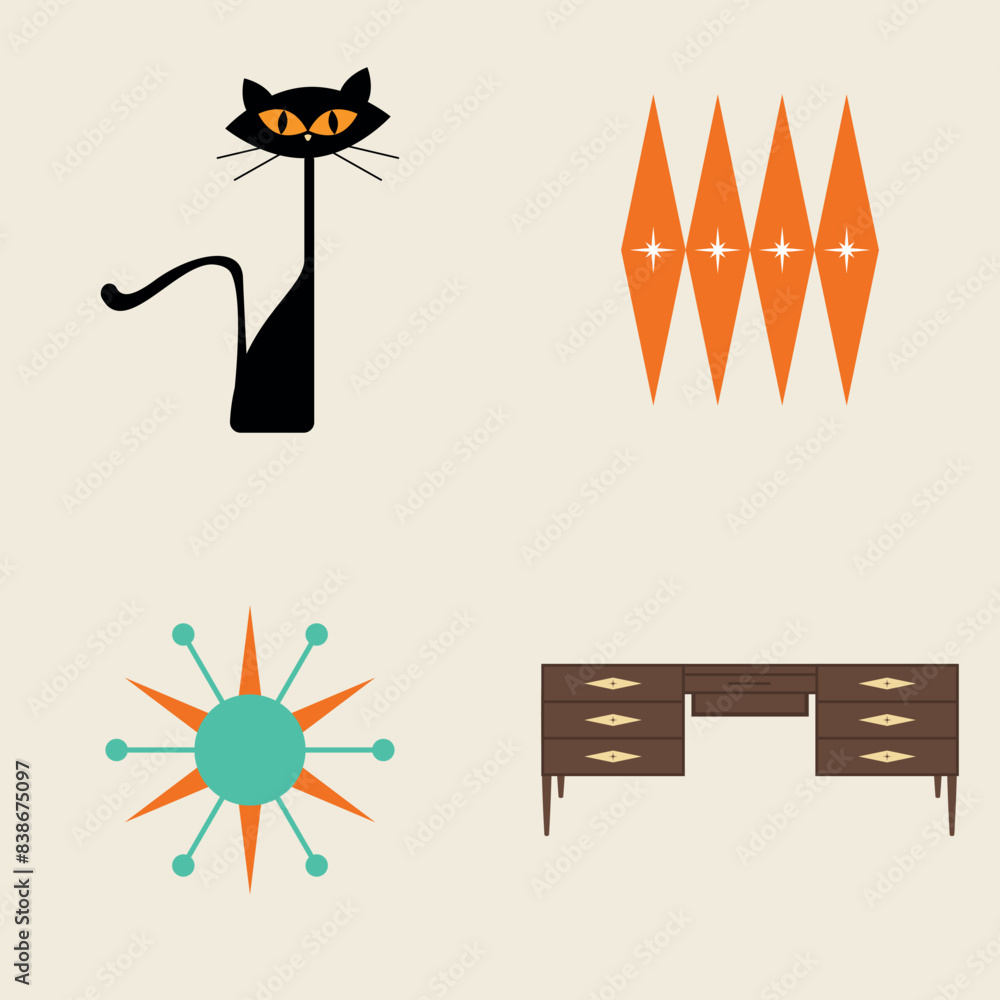 50s Mid Century Modern Shapes, Elements, Logos, Signs, Fifties, Mid ...