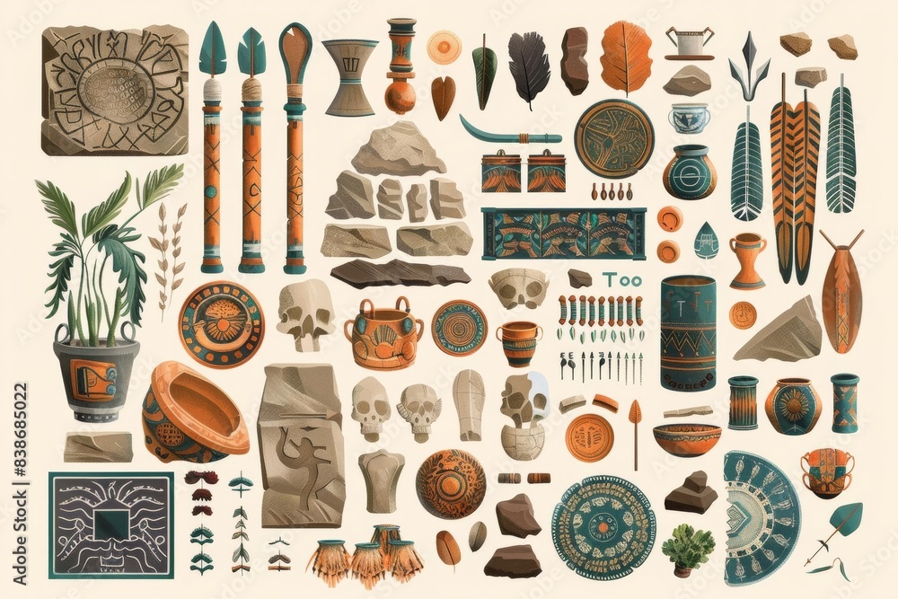 Archaea flat design top view ancient life theme cartoon drawing ...