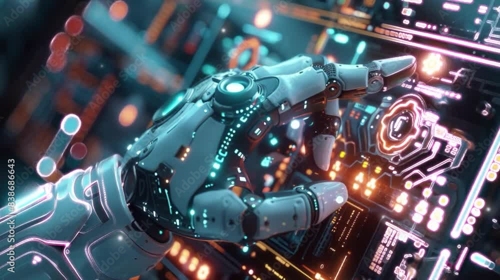 Illustrate the impact of artificial intelligence with visuals depicting ...