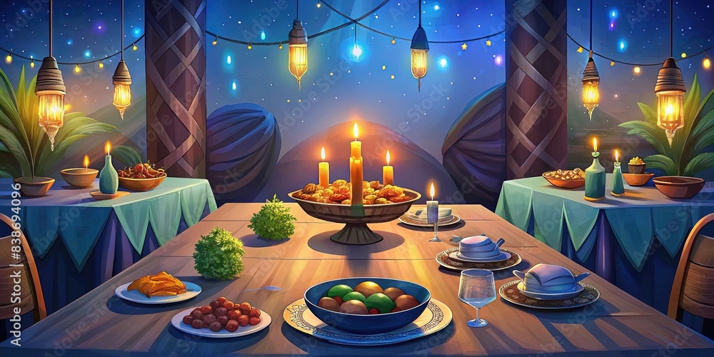 A beautifully set Juneteenth feast table showcasing traditional African ...