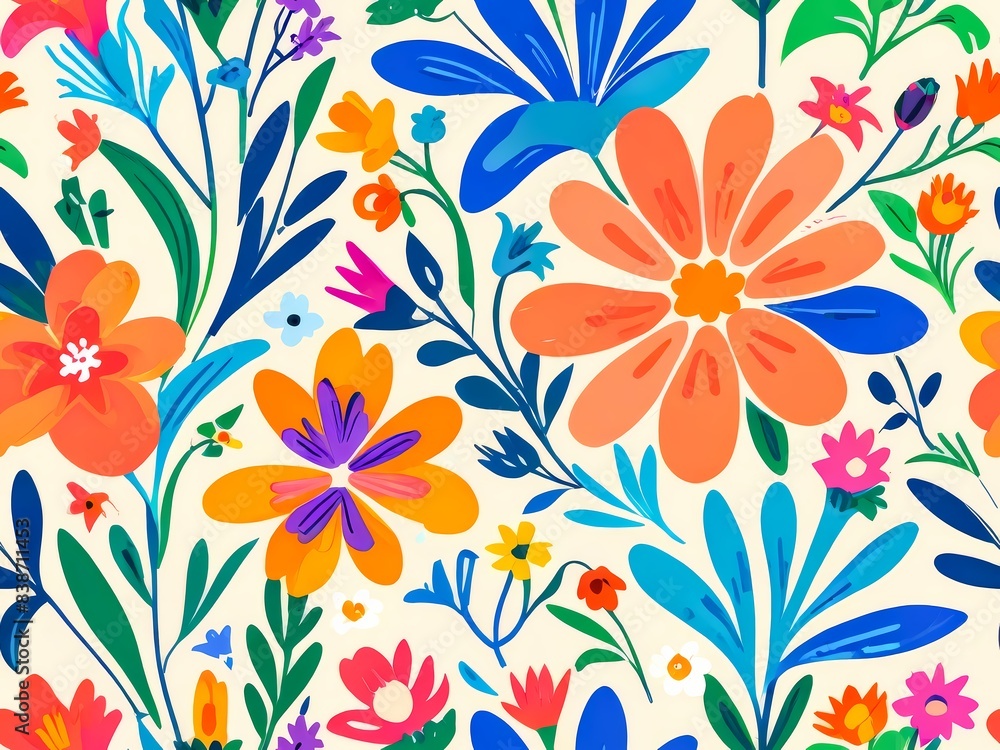 wild flowers pattern Anime style illustration, flat anime illustration ...