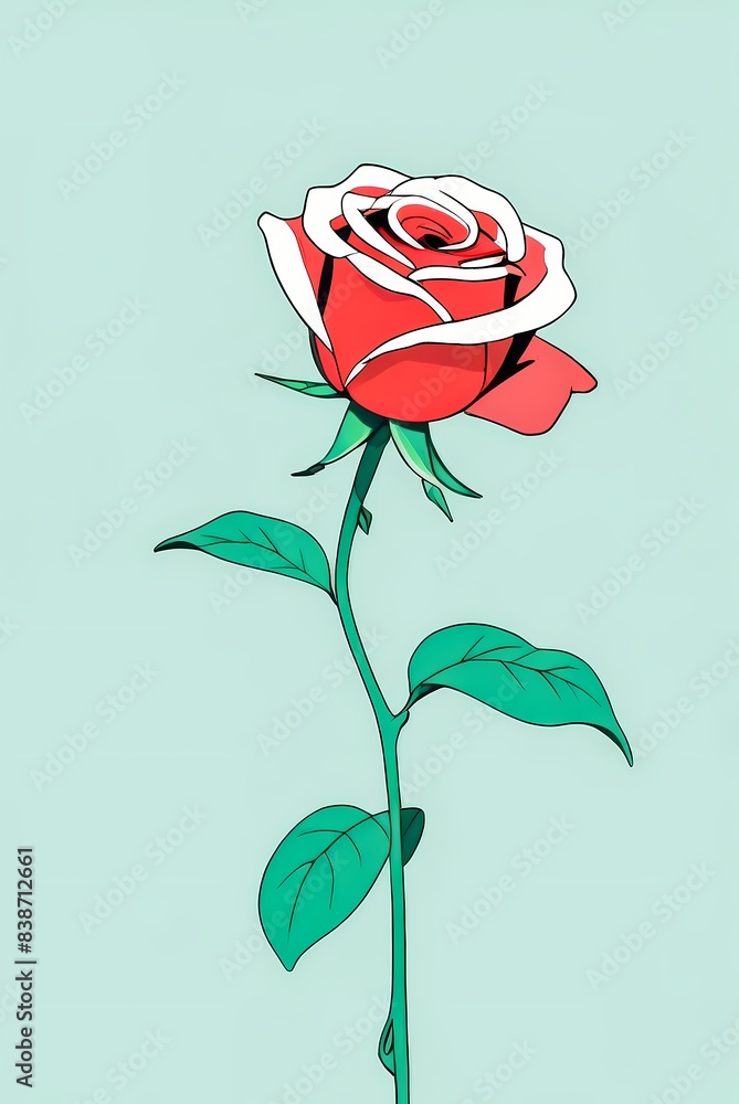 red rose Anime style illustration, flat anime illustration, vector art ...