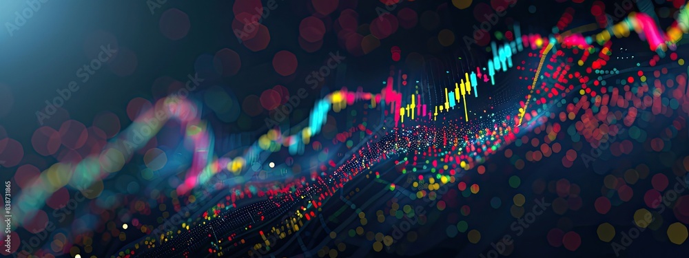 Abstract image showcasing financial data analysis with vibrant digital ...