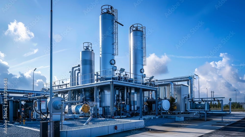 Industrial Hydrogen Production Facility with Tall Cylindrical Tanks ...