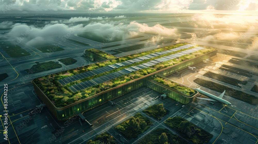 A conceptual design of an eco-friendly airport with green roofs, solar ...