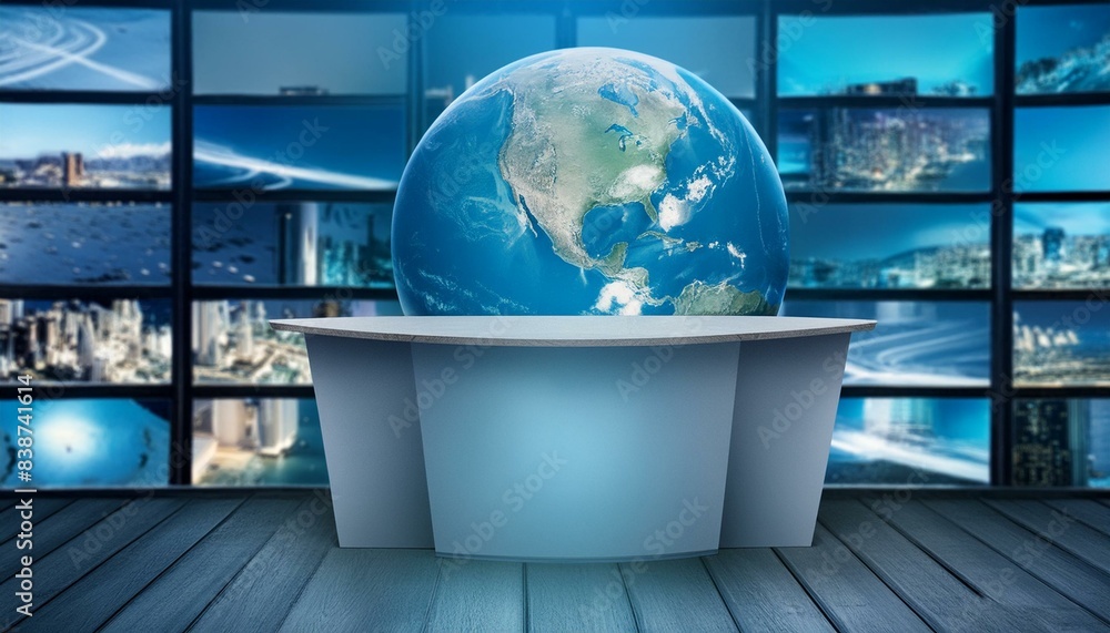 interior of a modern building, communication network, Breaking news ...