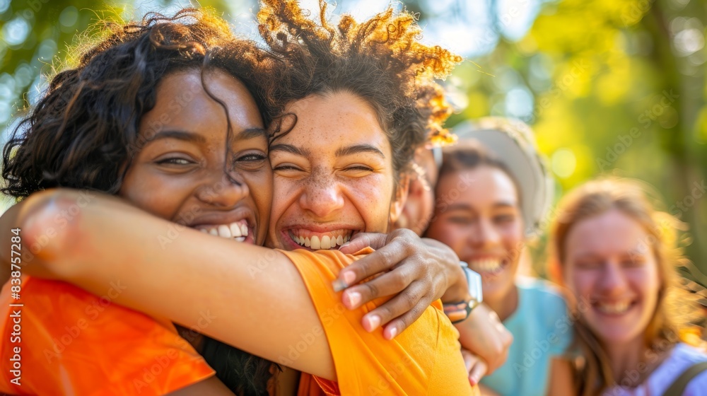 Embracing Success Volunteers Celebrating after a Triumphant World ...